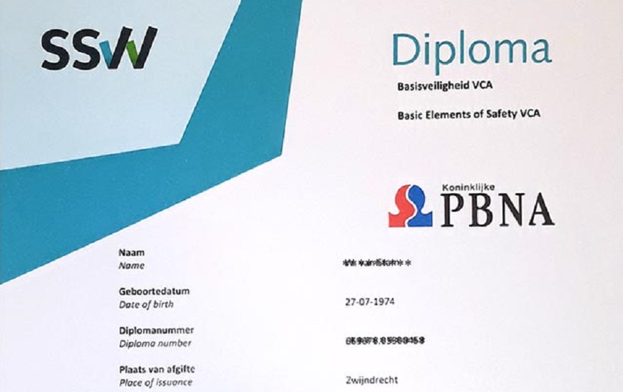 VCA Diploma digitaal - Koninklijke PBNA